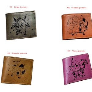 Mewtwo Geometric Art Leather Men's Wallet, Pokemon Leather Wallet ...