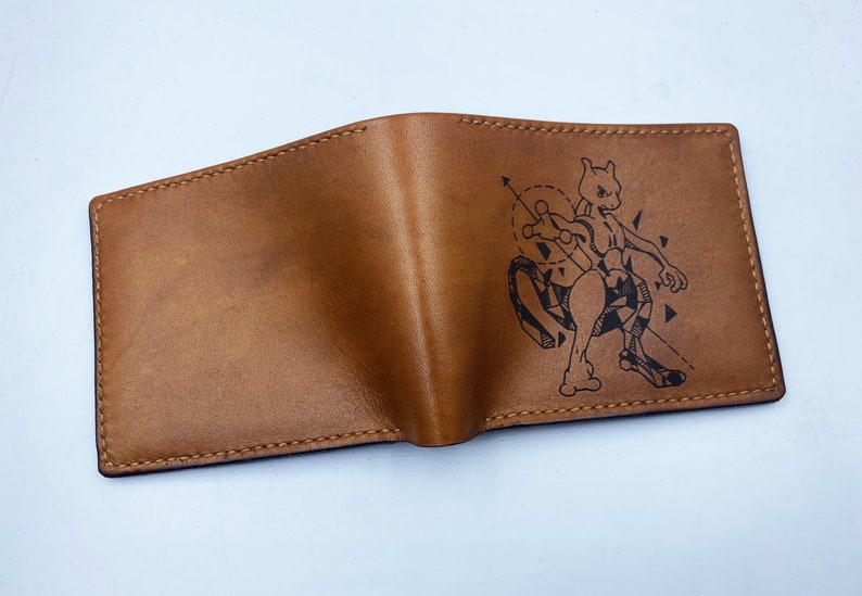 Mewtwo Geometric Art Leather Men's Wallet Pokemon Leather - Etsy
