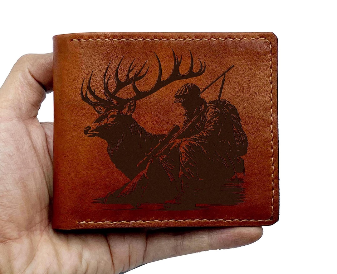 Hunting Leather Handmade Wallet, Hunting Leather Gift for Him, Deer ...
