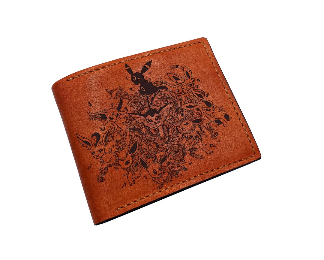 Eevee Evolution Leather Wallet, Customized Leather Gift for Boyfriend ...