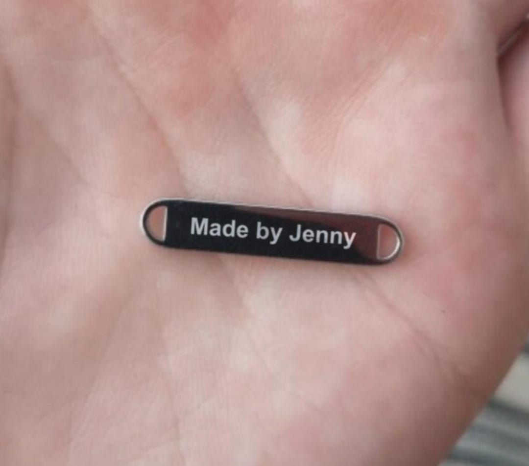 Custom Clothing Metal Tag , Personalized Laser Engraved Tag With Logo ...