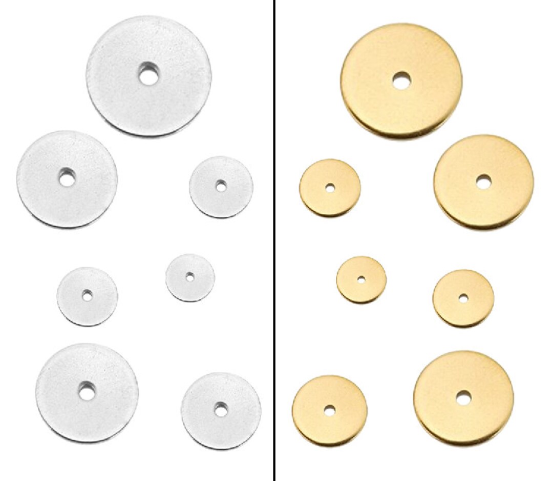50 Gold Silver Spacer Beads, 4mm 5mm 6mm 8mm 10mm Disc Beads, Flat ...