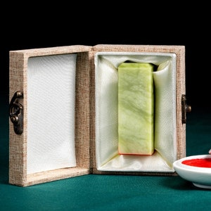 Custom Square Japanese Hanko Chop - Green Jade Japanese Name Stamp ...