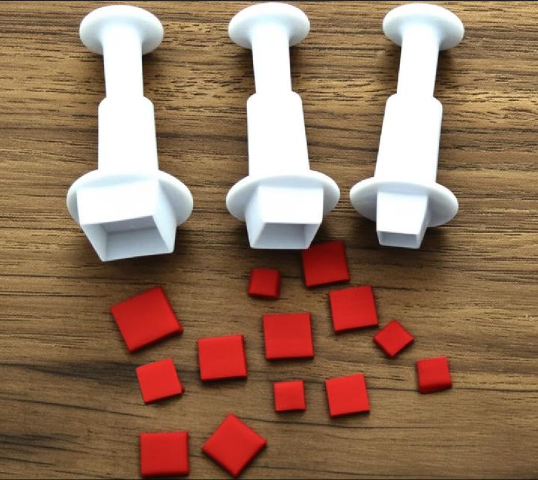 3 Pcs Square Plunger Cutters for Polymer Clay, Gum Paste, Fondant ...