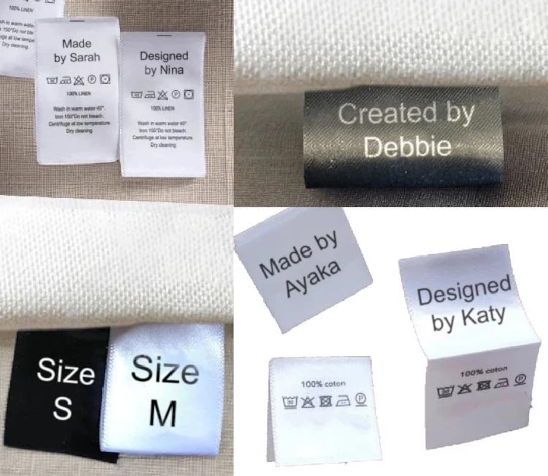 1000 Custom Satin Clothing Labels - Washing Instructions Fabric Sew in ...