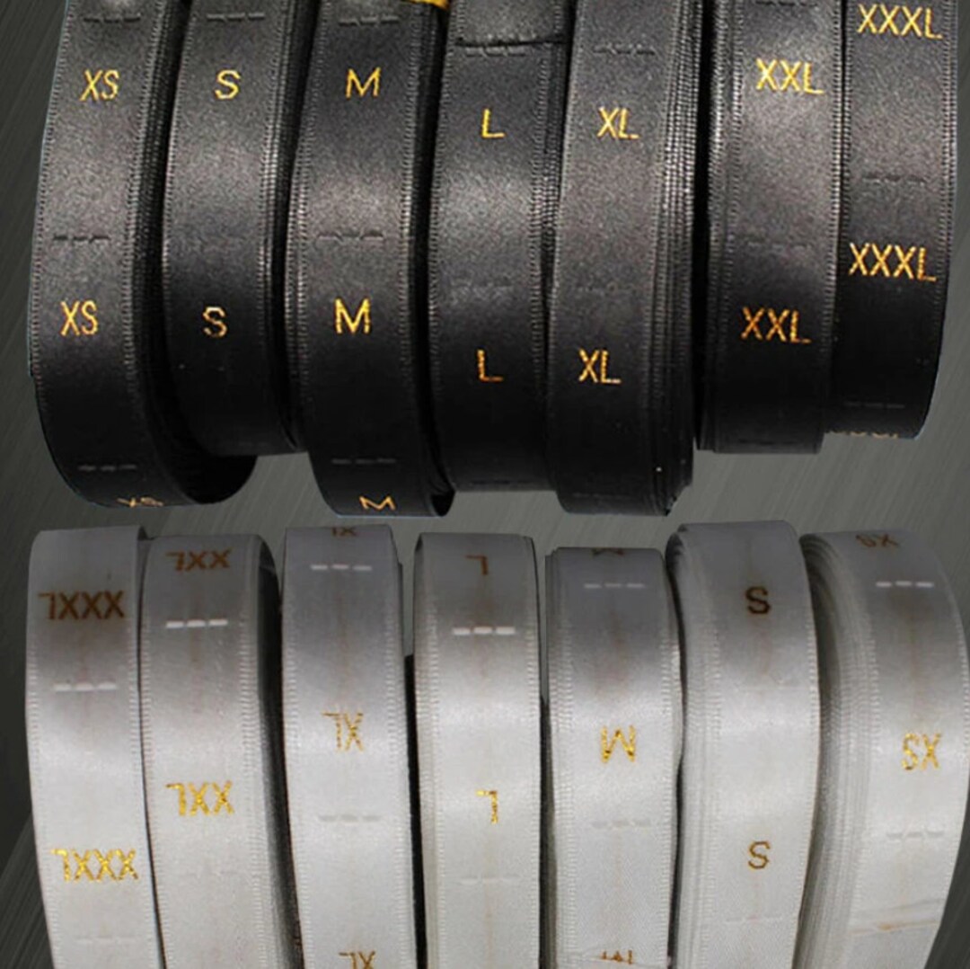 500 White Black Clothing Size Labels - Woven Size Tag - T-shirt Size ...