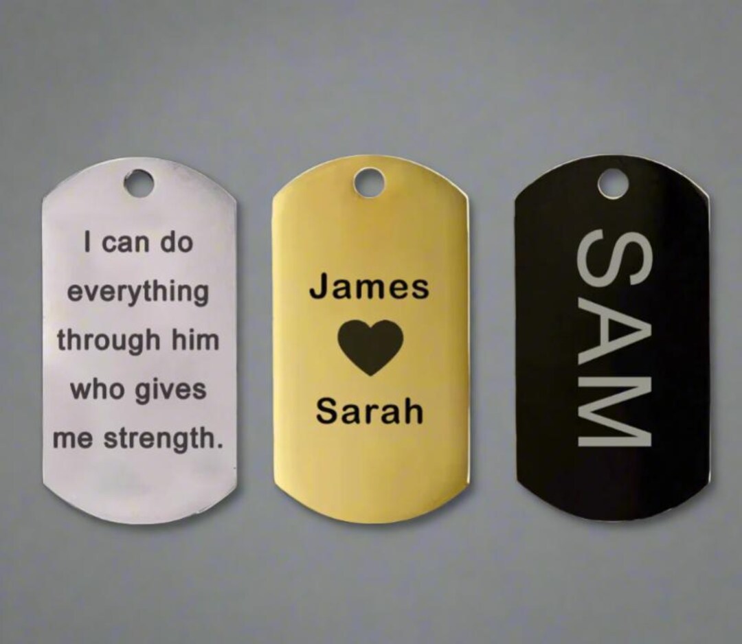 50 Pcs Custom Dog Tag Charm - Personalized Laser Engraved Stainless ...
