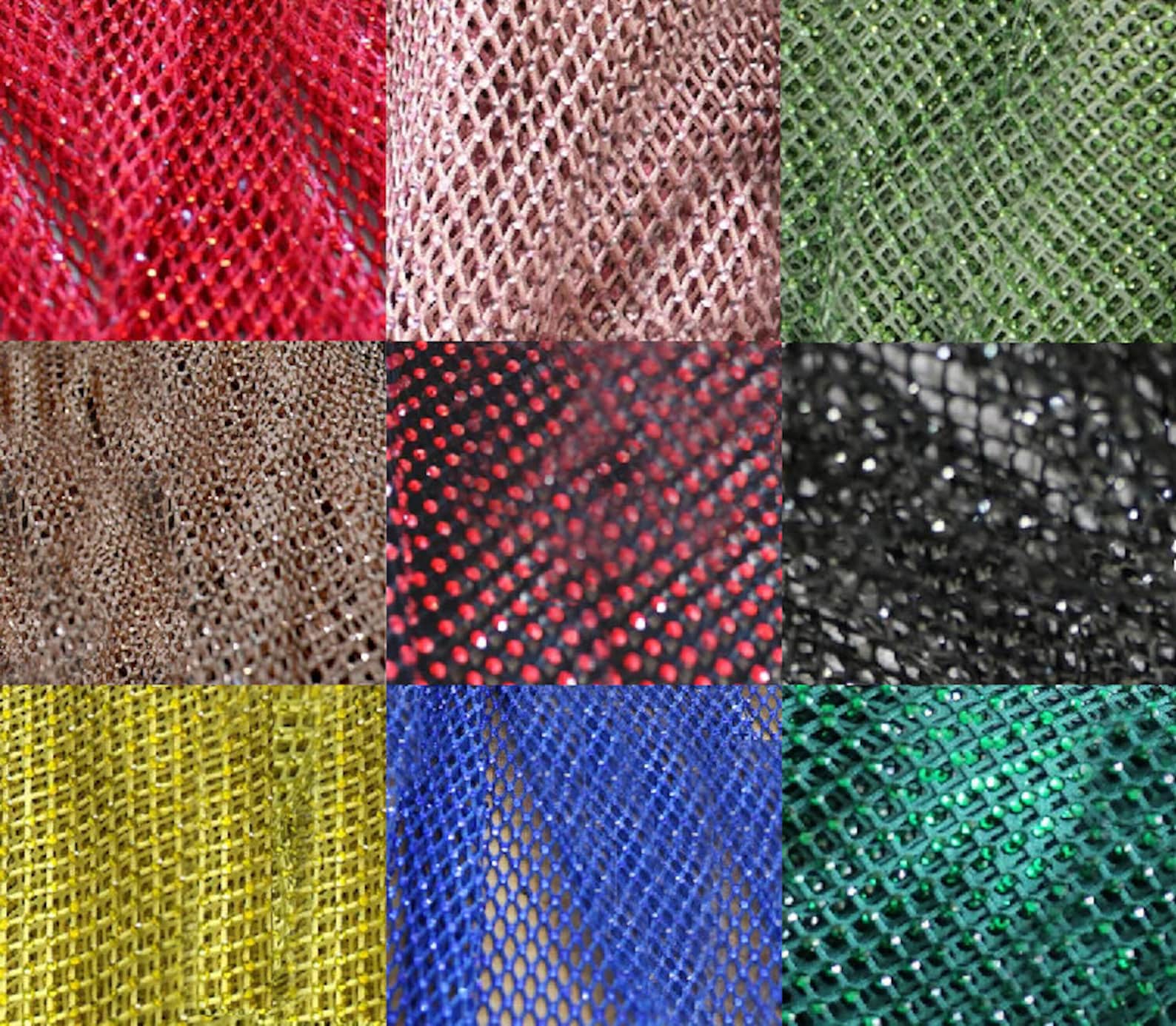 Rhinestone Mesh Fabric, Solid Color Mesh Fabric, Fabric by the Meter by ...