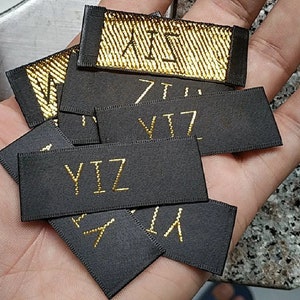 1000 Custom Clothing Labels Black Satin Gold Fabric Sew in Sew on ...