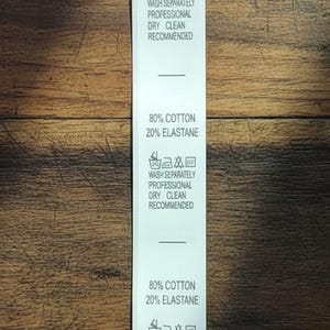 100 Clothing Labels - Washing Instructions Fabric Sew in Sew on Wash ...