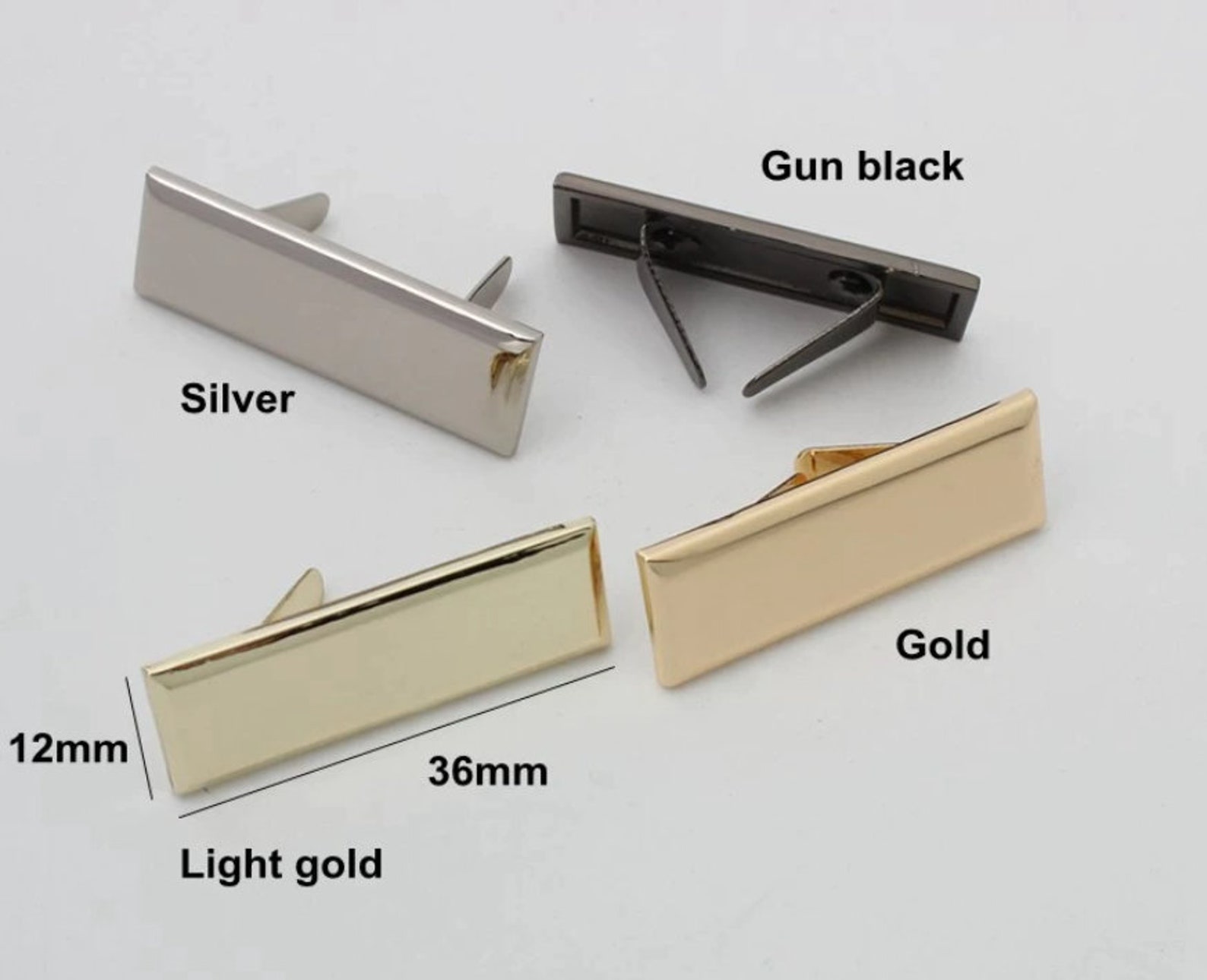 Custom Purse Bag Label Gold Black Silver Metal Blank Rectangle - Etsy