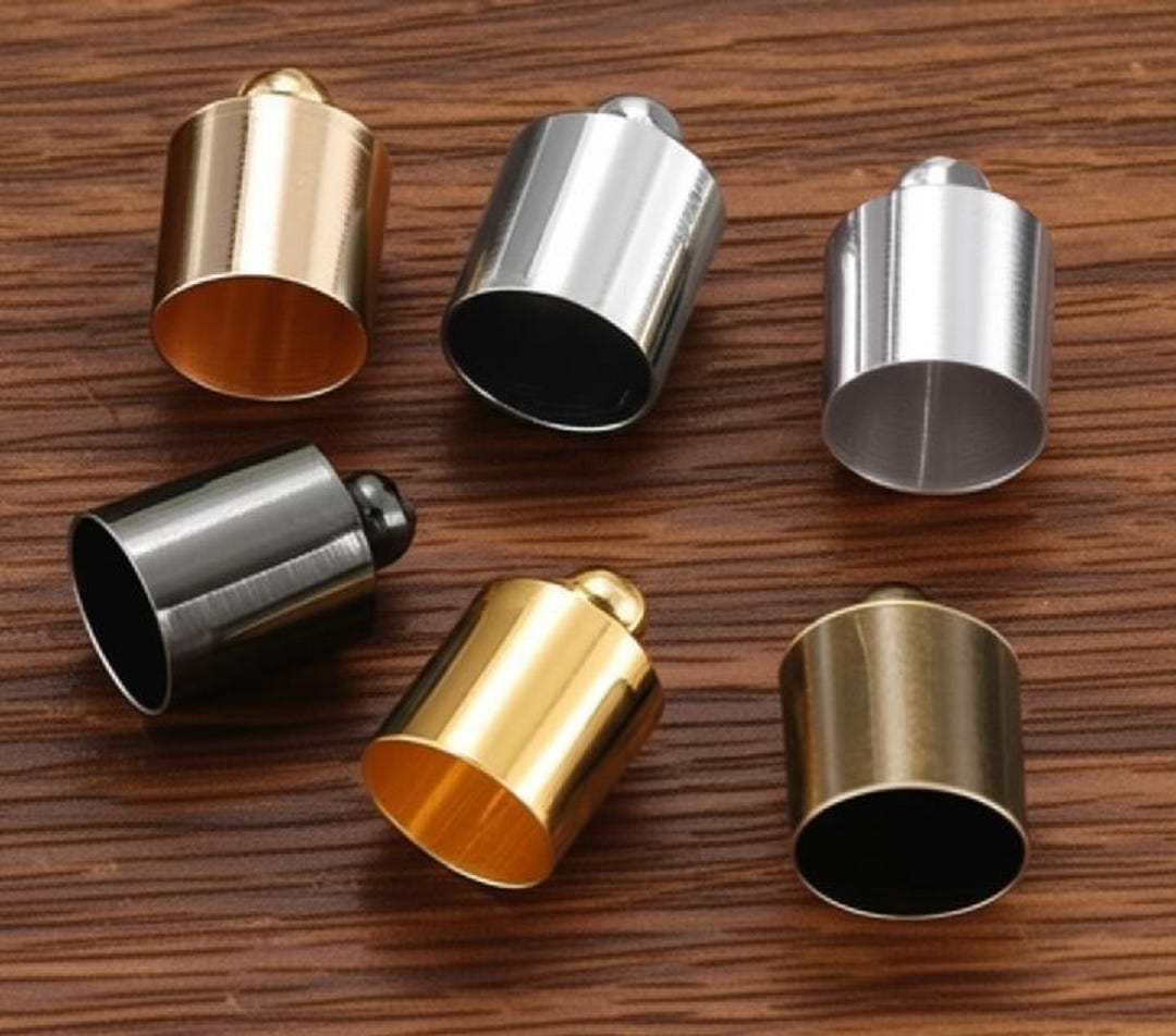 50 Pcs End Tip Cap Tassel Leather Cord End Crimp Cap Beads Caps for ...