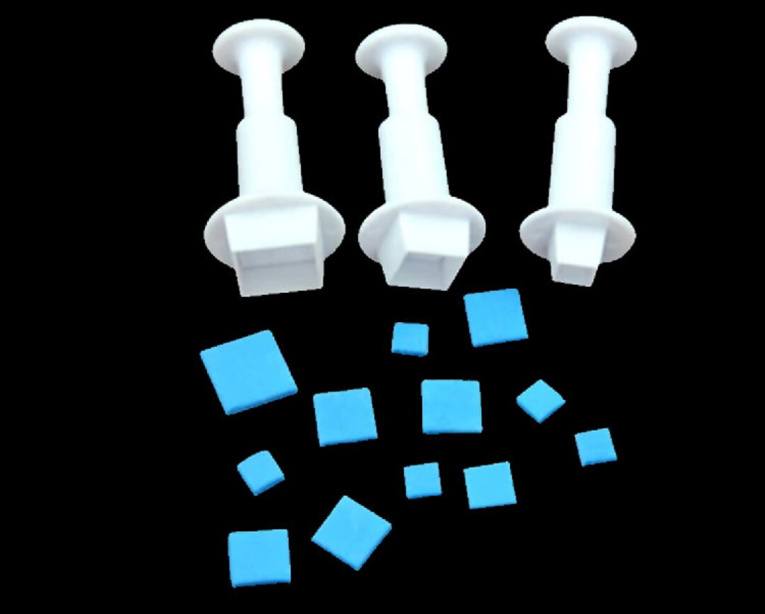 3 Pcs Square Plunger Cutters for Polymer Clay, Gum Paste, Fondant ...