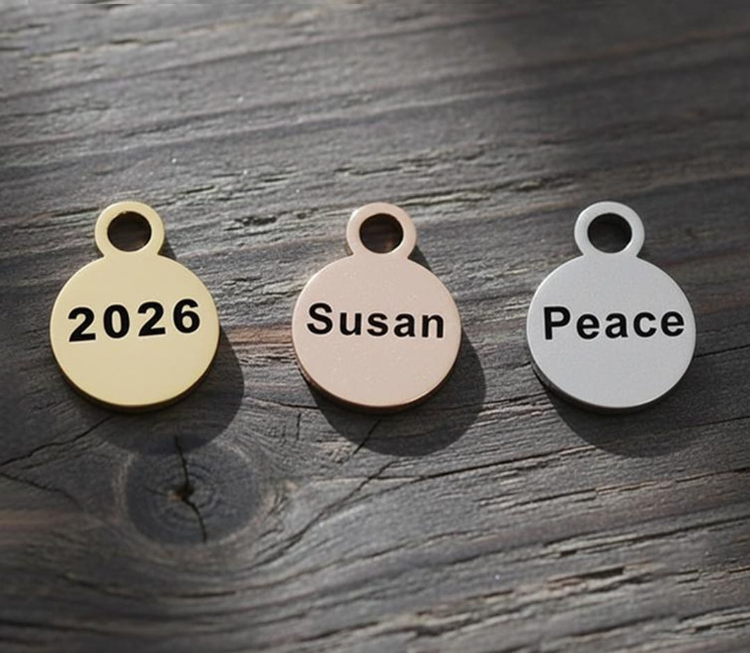 50 Custom Charm, Gold Silver Personalized Charm, Logo Charm Beads ...