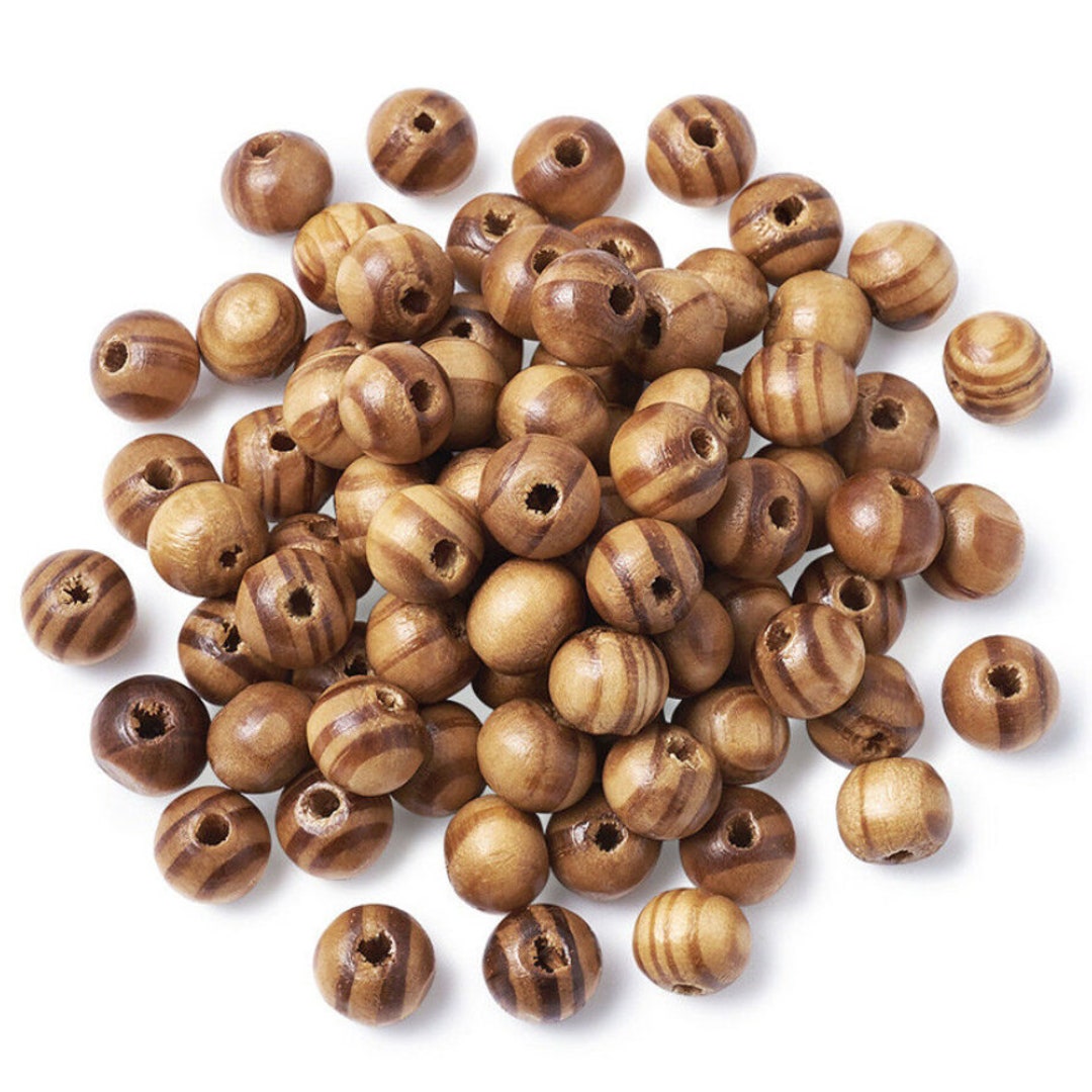 100 Natural Wooden Beads - Round Pine Wood Bead 8 Mm Spacer Beads ...