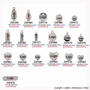 50 Custom Stainless Steel Charm, Silver Personalized Charm, Logo Charm ...