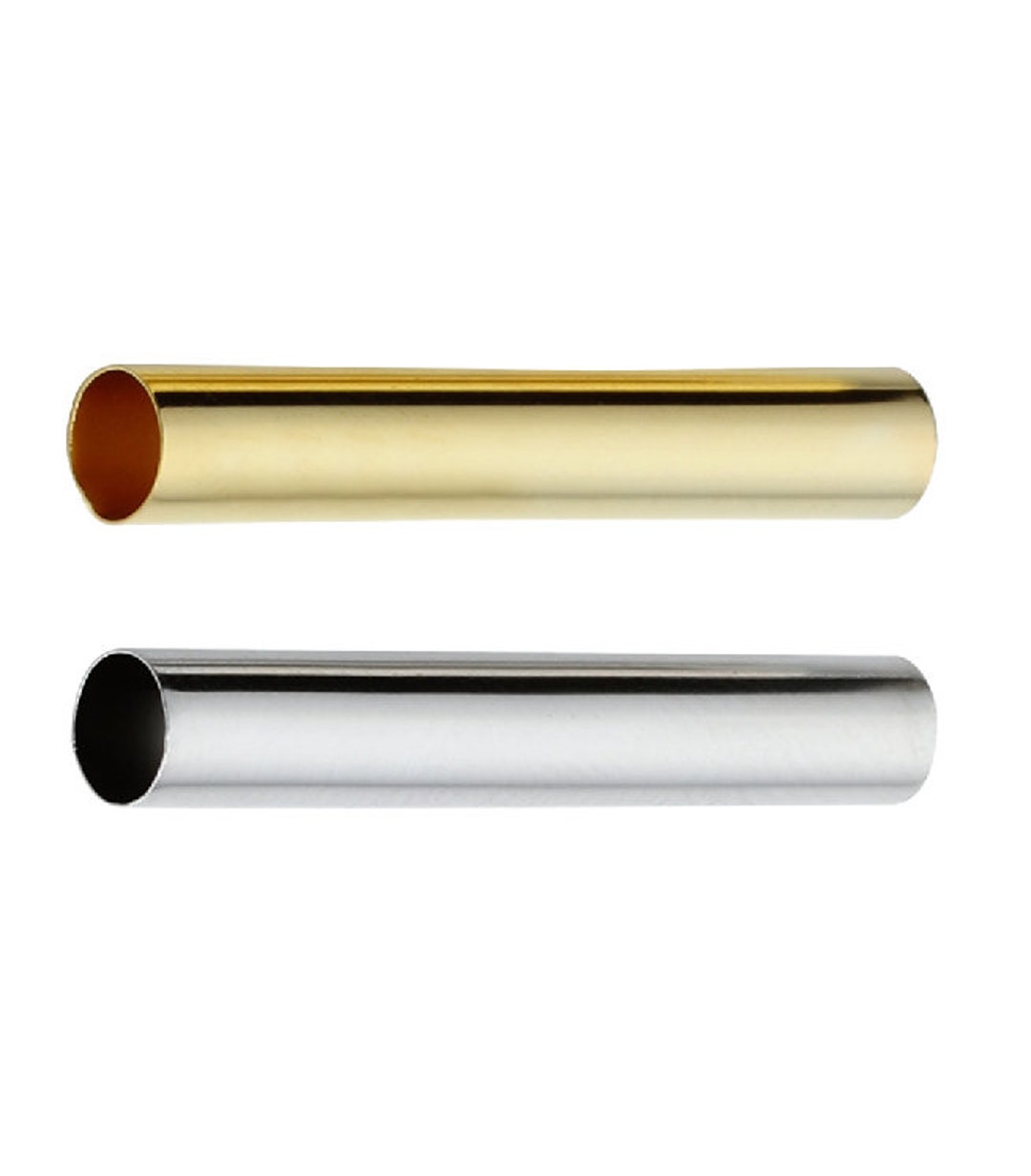 100 Metal Tube Spacer Beads 30 Mm - Gold Silver Round Tube - Straight ...