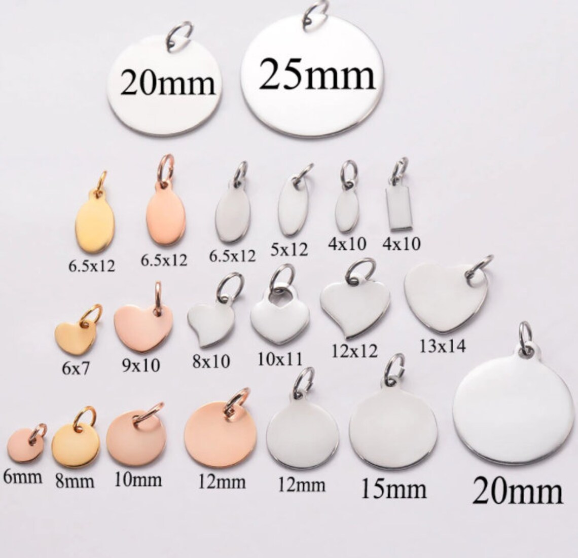 50 Custom Stainless Steel Charm Gold Silver Personalized - Etsy