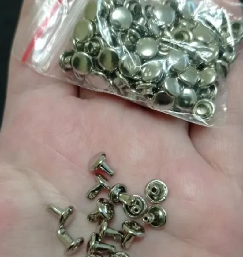 100 Round Rivet Studs Metal Dome Cap Rivets for DIY Leather Craft ...