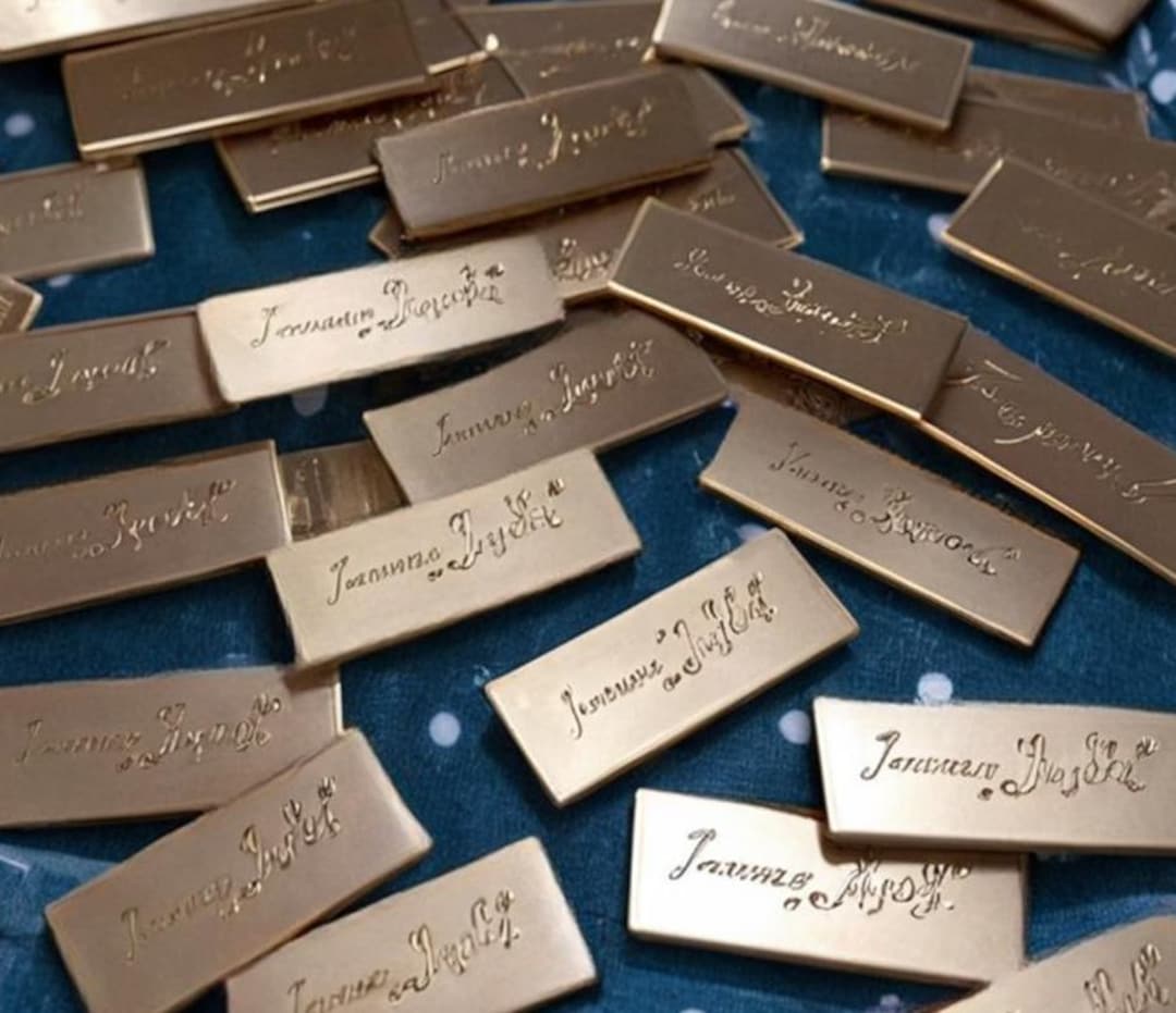 100 Pcs Custom Purse Bag Label Gold Black Silver Metal Blank Rectangle ...