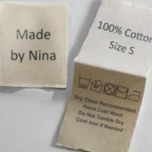 1000 Custom Clothing Labels - Cotton Washing Instructions Fabric Sew in ...