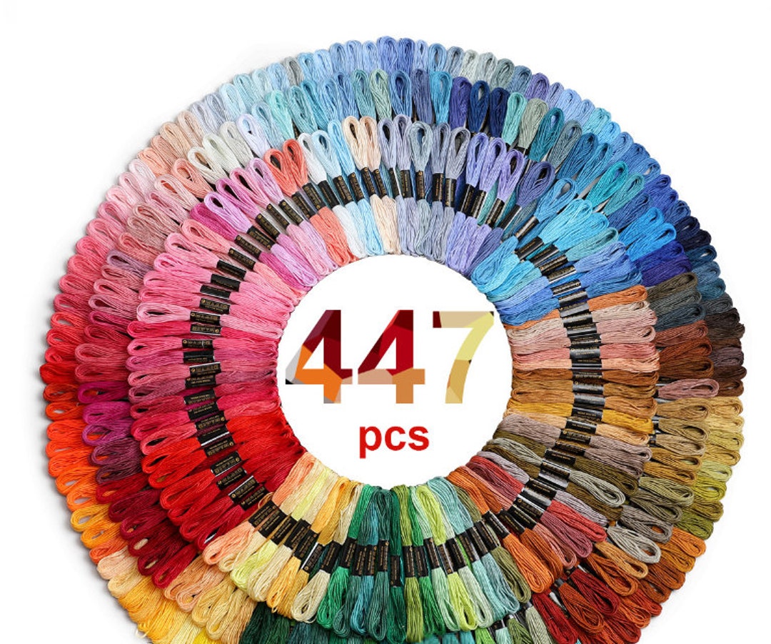 447 Assorted Colour Embroidery Thread Floss Skeins, Various Rainbow ...