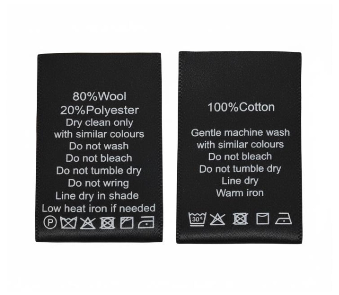 50 Clothing Labels - Washing Instructions Fabric Sew in Sew on Wash ...