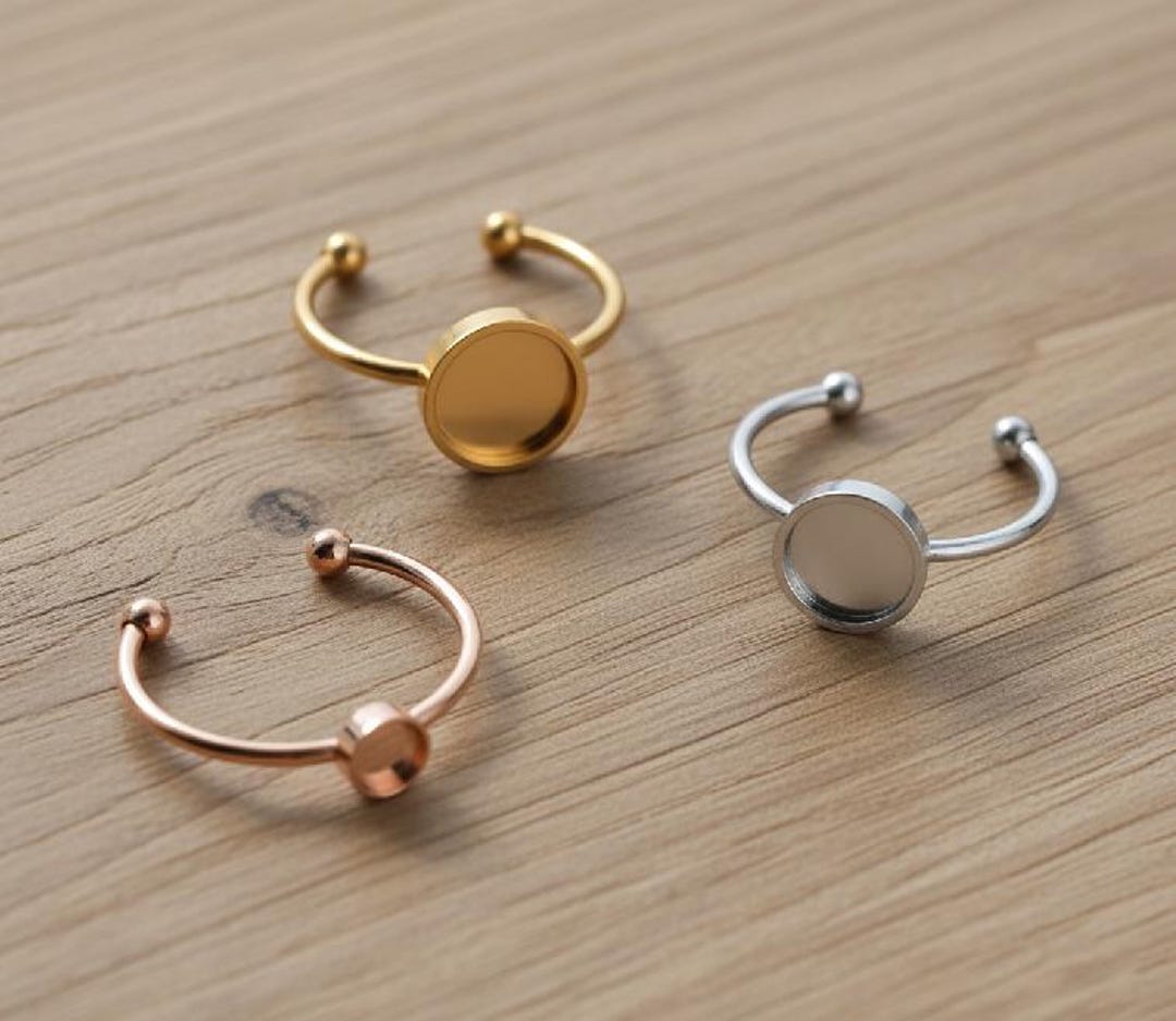 Open Stainless Steel Bezel Cup Ring Blank Cabochon Settings Findings 3 ...