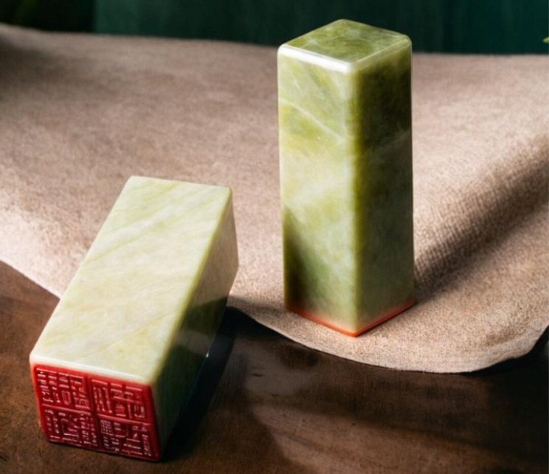 Custom Square Japanese Hanko Chop - Green Jade Japanese Name Stamp ...