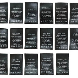50 Clothing Labels - Washing Instructions Fabric Sew in Sew on Wash ...