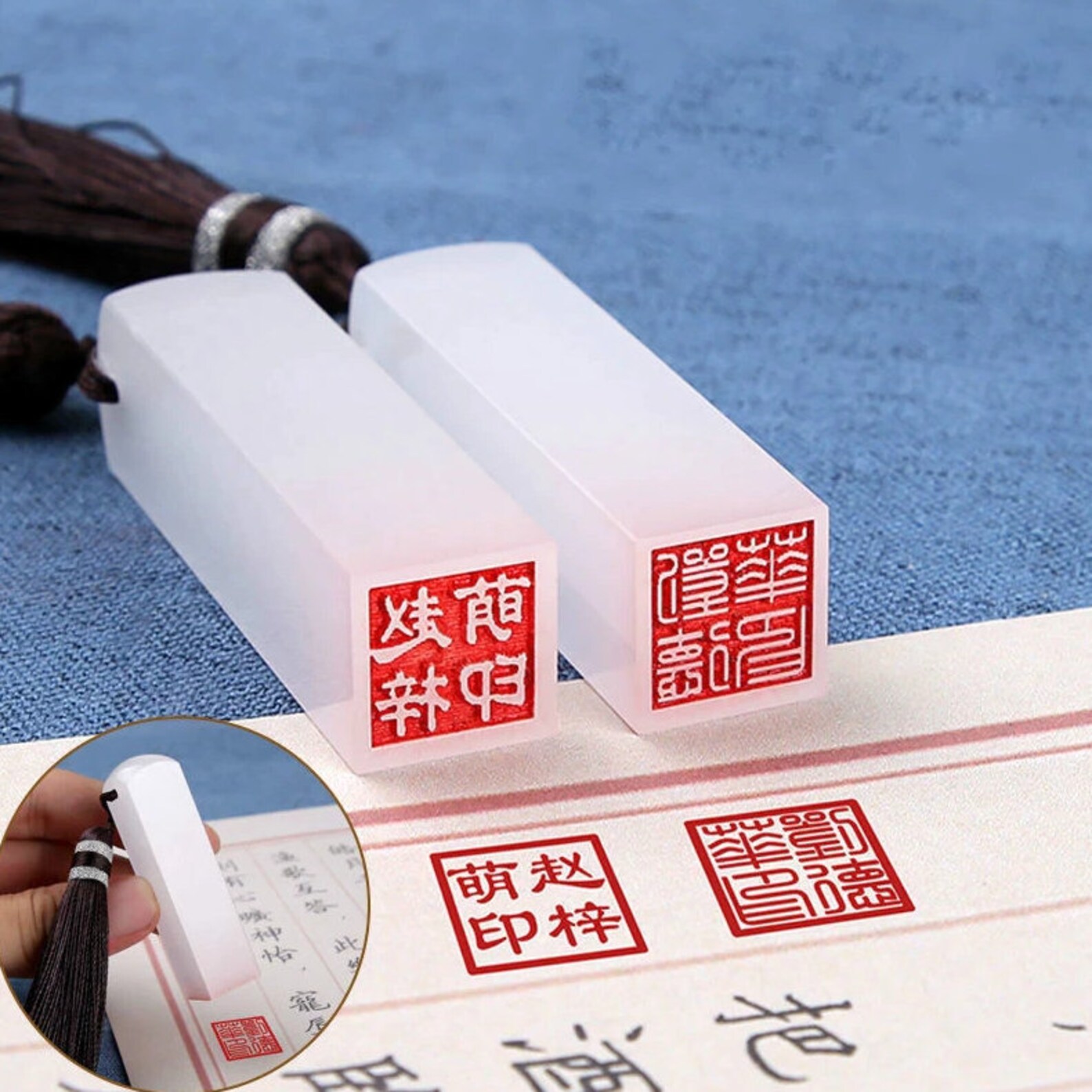 Custom Square Japanese Hanko Chop White Japanese Name Stamp - Etsy