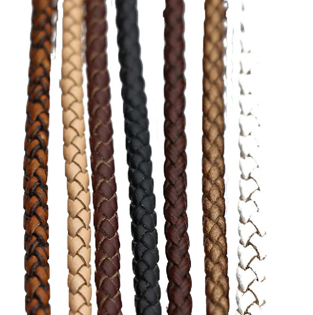 Cowhide Leather Cord - 3 Mm 4 Mm 5mm 6 Mm - 1 Meter - Braided Leather ...