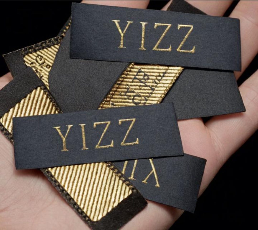 1000 Custom Clothing Labels - Black Satin Gold Fabric Sew in Sew on ...