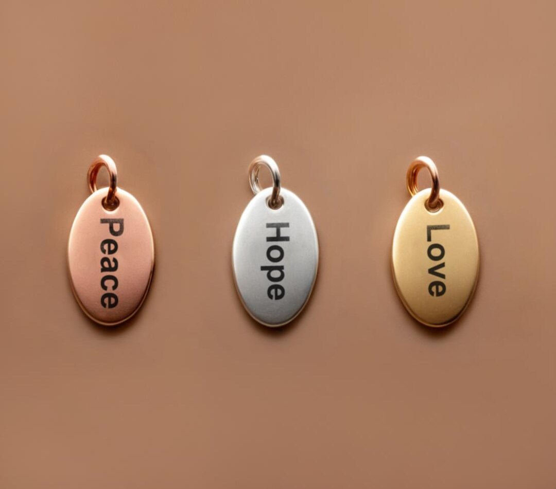 50 Custom Charm Gold Silver Personalized Charm, Stainless Steel Logo ...