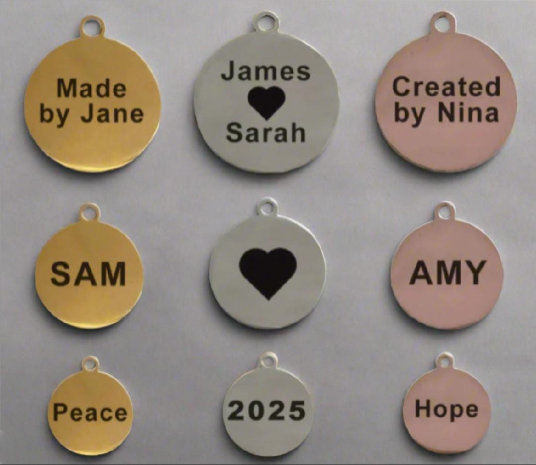 30 Custom Charm, Gold Silver Rose Gold Personalized Charm, Logo Charm ...