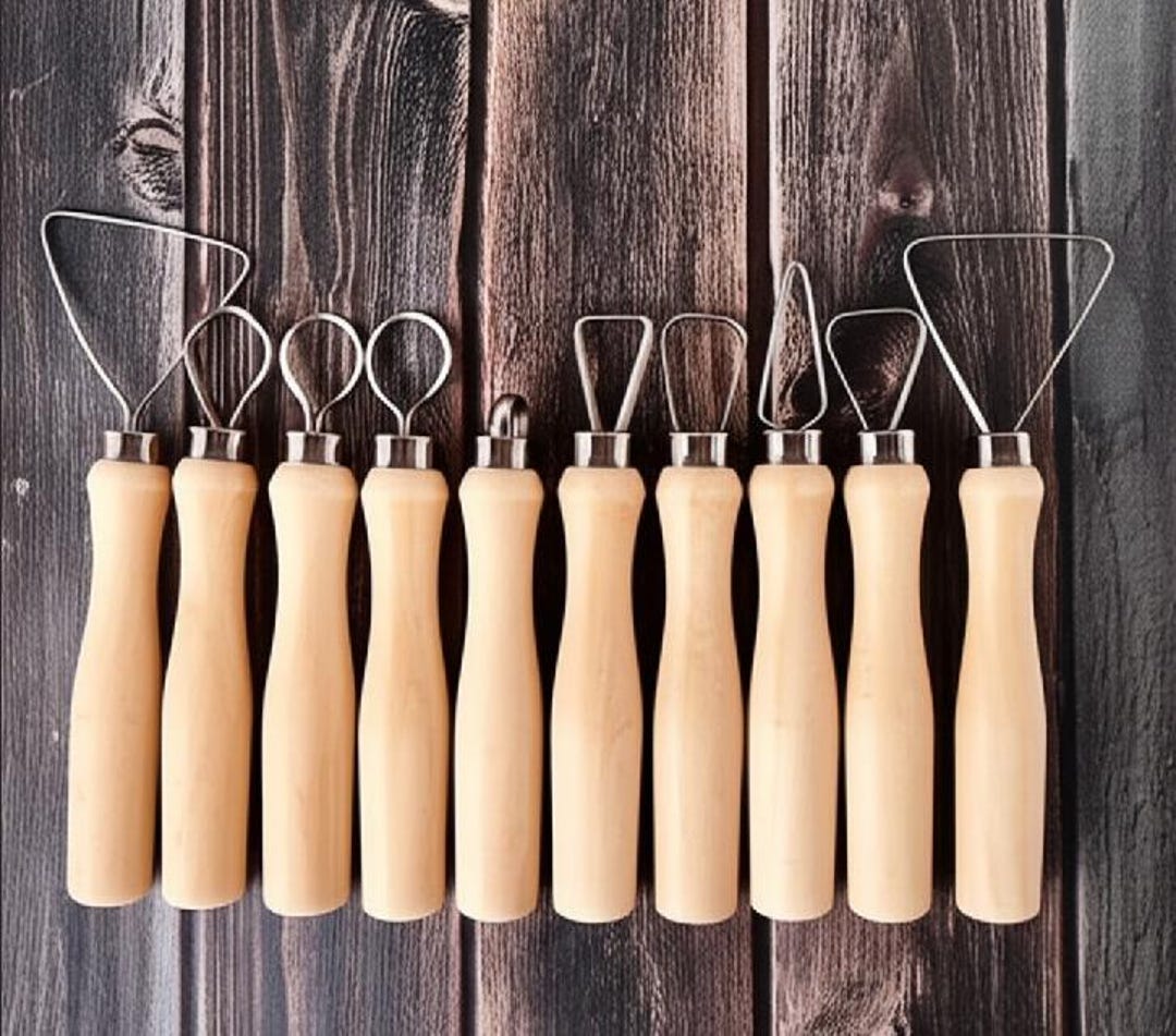 10 Pcs Wood Loop Tools for Pottery - Ceramics Clay Trimming Tools With ...