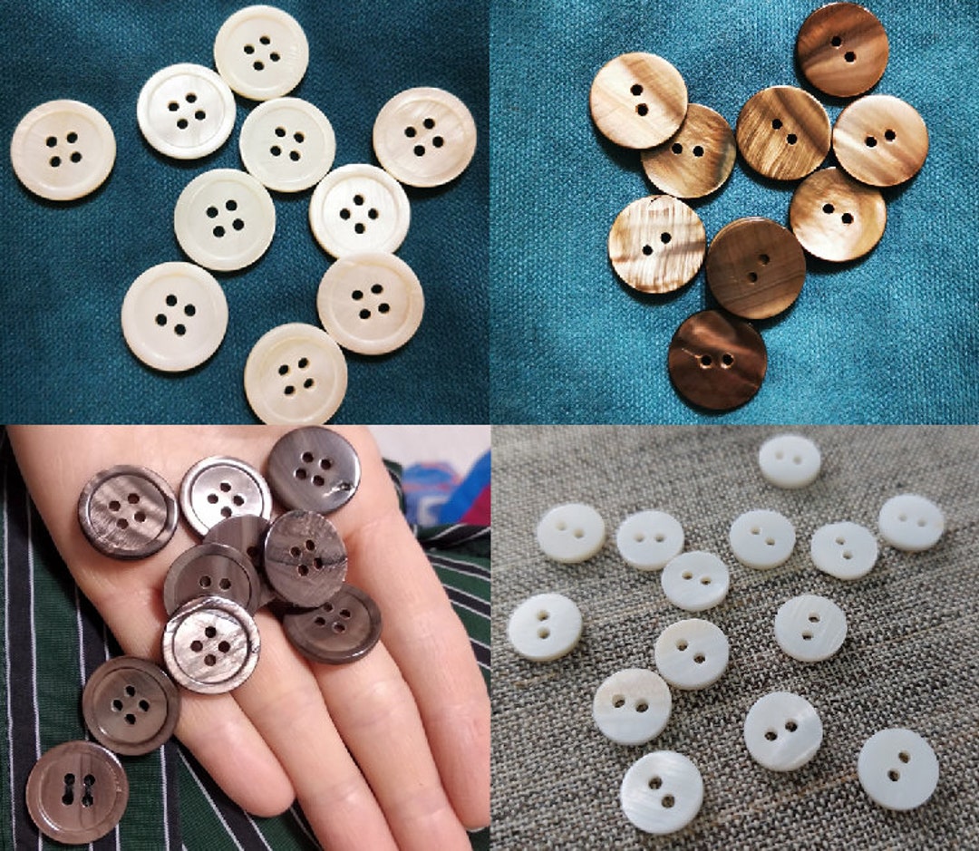 10 Pcs Pearl Shell Buttons - Pearl Sewing Buttons - Round Buttons With ...