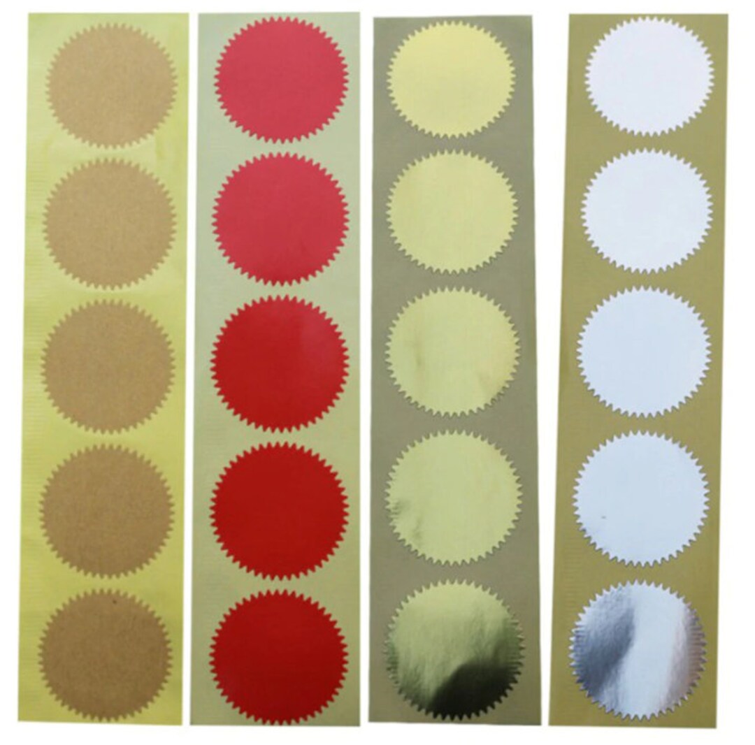 Embossing Adhesive Foil Seals - Metallic Silver Gold Red Kraft ...