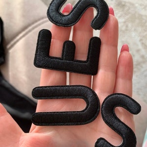 Alphabet Patch - Black Letter Embroidered Patches for Clothes Clothing ...