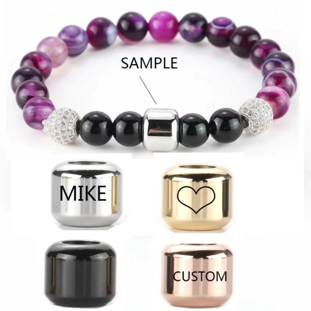 Engraved Beads Personalized Beads Custom Spacer Beads Stainless Steel ...