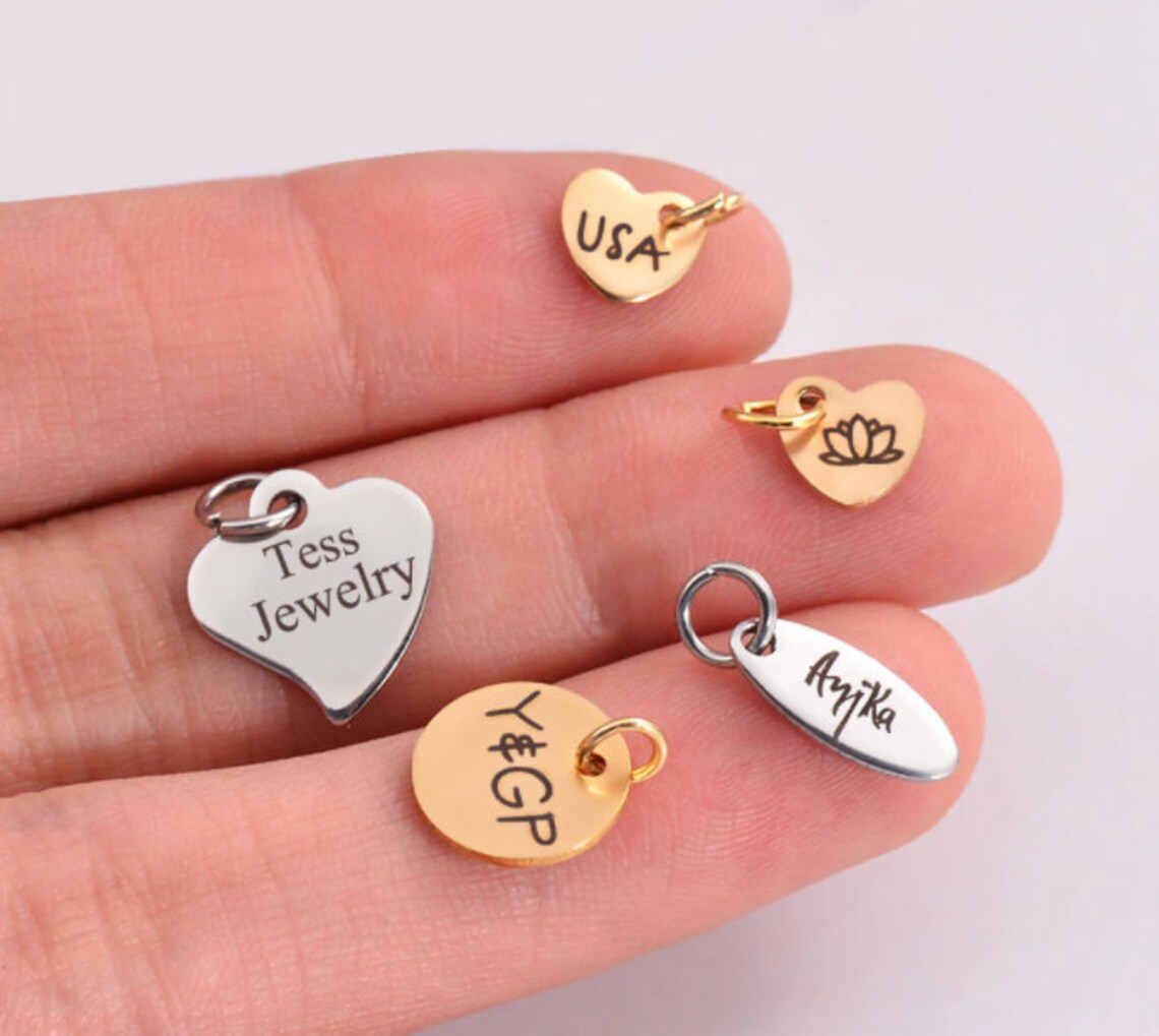 50 Custom Stainless Steel Charm Gold Silver Personalized - Etsy