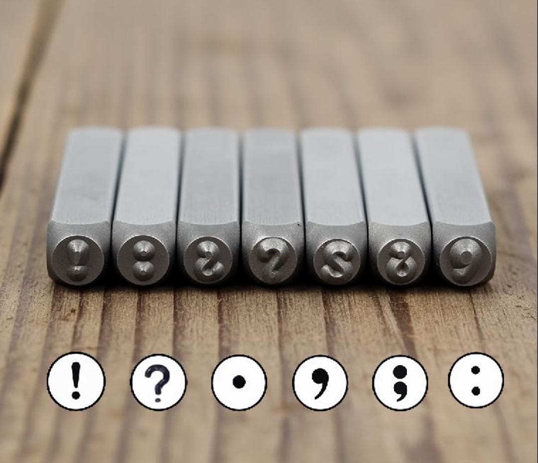 Metal Stamp, Punctuation Exclamation Question Period Full Stop Comma ...