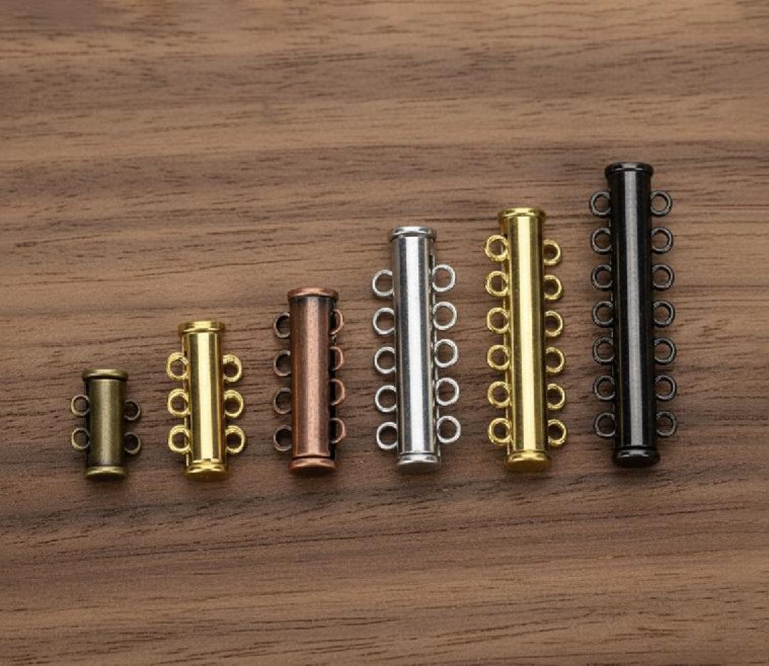 Tube Clasps, Multi Strand Slide Bar Clasp, Bright & Antiqued Cuff Hooks ...
