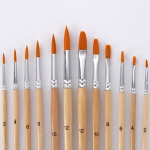 12 Pcs Paint Brushes - Watercolor Brushes - Oil Paint Brushes - Flat ...