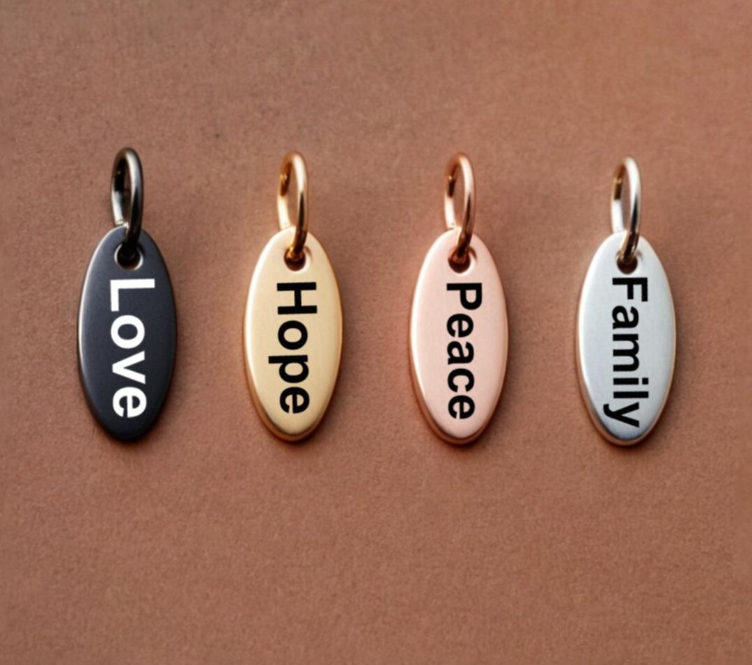 50 Personalized Charm, Gold Silver Custom Charm, Stainless Steel Logo ...