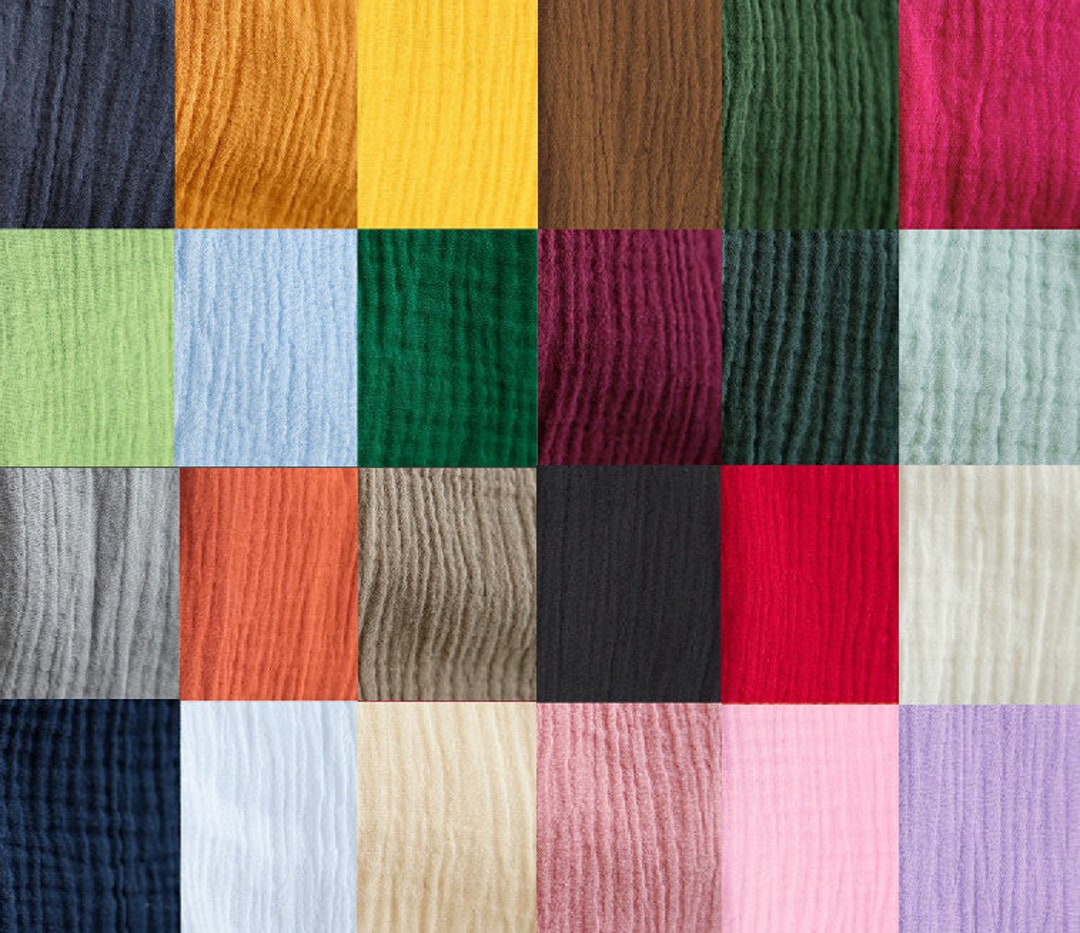 Double Layer Gauze Fabric, Solid Color 100% Cotton Gauze, by the Half ...