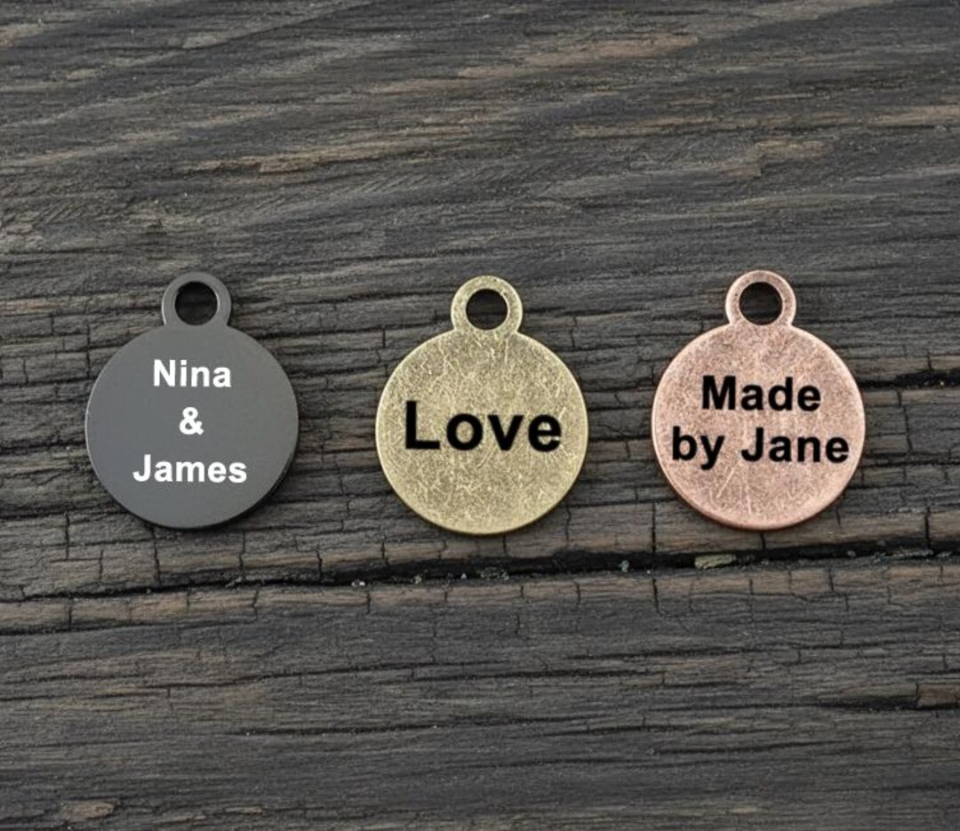 50 Custom Charm 8 Mm Stainless Steel Personalized Pendant Logo Round ...