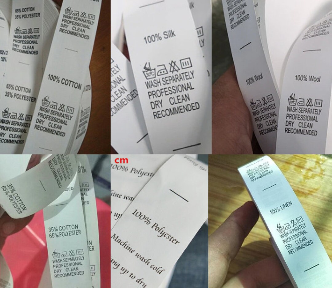 100 Clothing Labels - Washing Instructions Fabric Sew in Sew on Wash ...
