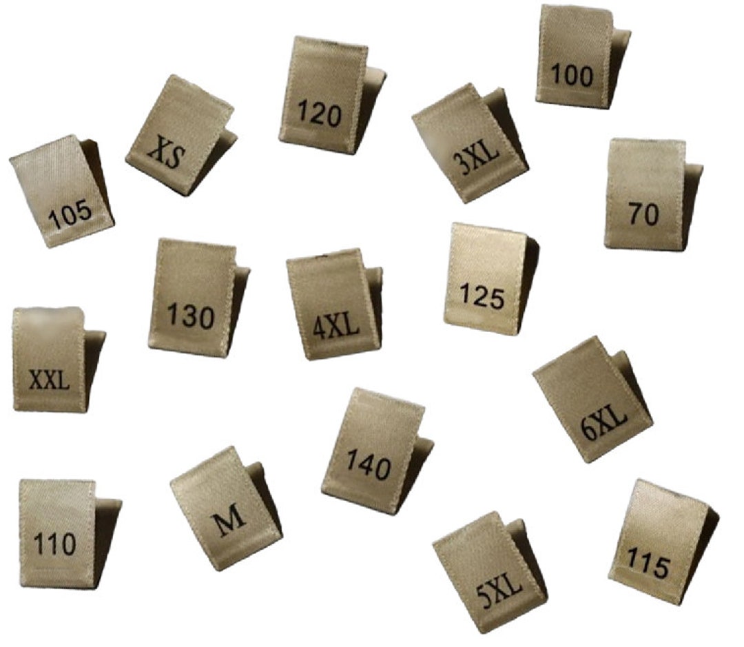 100 Gold Satin Clothing Size Labels - Number Woven Size Tag - T-shirt ...