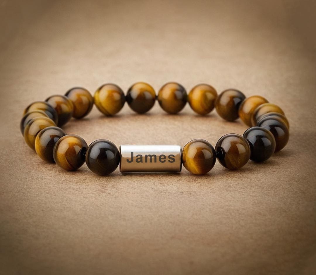 Custom Beaded Bracelet for Men Women - Personalized Engraved Beaded ...